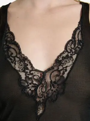 Balmain Knit Vest Top With Lace
