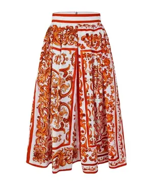 Dolce & Gabbana Printed Pleated Midi Skirt