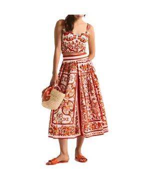 Dolce & Gabbana Printed Pleated Midi Skirt