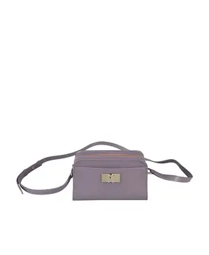 Furla Aura Pebbled Leather Crossbody Bag - Gray