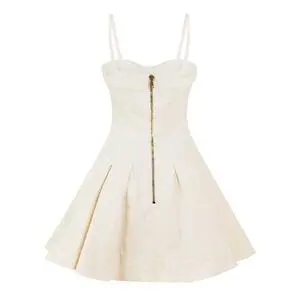 Balmain Spaghetti Strap Sweetheart Neckline Mini Dress With Button Detail