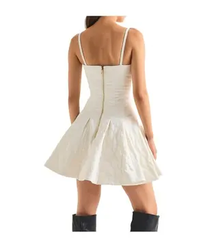 Balmain Spaghetti Strap Sweetheart Neckline Mini Dress With Button Detail