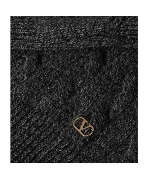 Valentino Garavani Crew Neck Cable Knit Sweater - Black