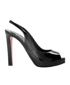 CHRISTIAN LOUBOUTIN Patent Leather Platform Slingback Pumps - Black