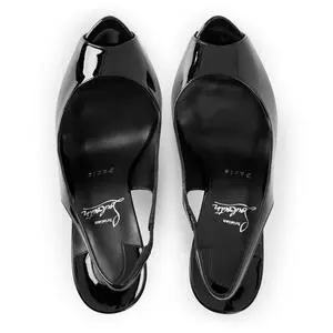 CHRISTIAN LOUBOUTIN Patent Leather Platform Slingback Pumps - Black