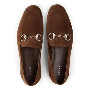 Gucci Suede Flat Loafers With Horsebit Detail - No