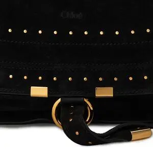 Chloé Metal Studded Velvet Shoulder Bag