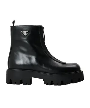 Prada Solid Color Ankle Boots - Black