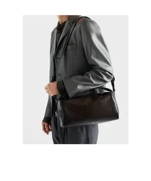 Prada Antiqued Leather Shoulder Bag - Black