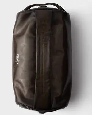 Prada Antiqued Leather Shoulder Bag - Black