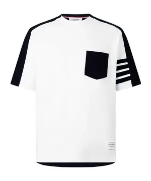 Thom Browne Body With Black Sleeves Crewneck Tee - White