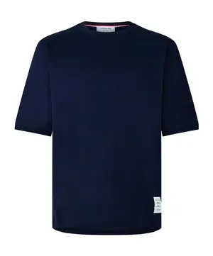 Thom Browne Navy Crewneck Mid-sleeve Tee - No