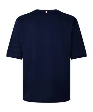 Thom Browne Navy Crewneck Mid-sleeve Tee - No