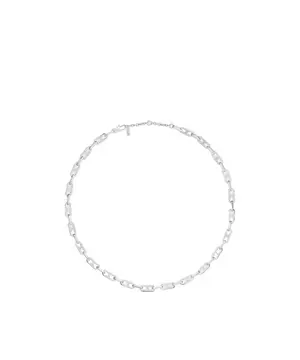 Celine Triomphe Small Octagon Necklace In Brass With Rhodium Finish - Silver