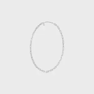 Celine Triomphe Small Octagon Necklace In Brass With Rhodium Finish