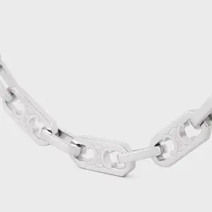 Celine Triomphe Small Octagon Necklace In Brass With Rhodium Finish