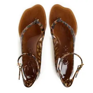 Chloé Leopard Print Jelly Sandals - Brown