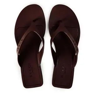 Gucci Dark Brown Thong Kitten Heel Slipper - No