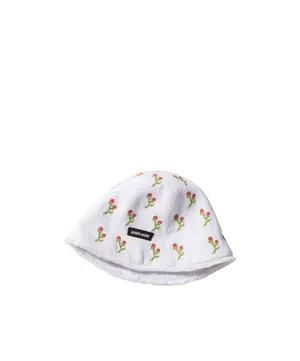 Miu Miu Embroidered Beanie Cap - White/red