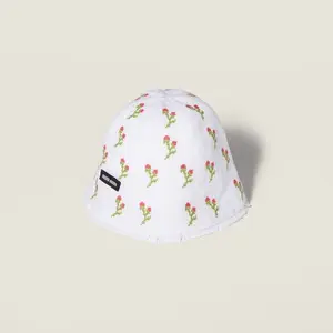 Miu Miu Embroidered Beanie Cap - White/red