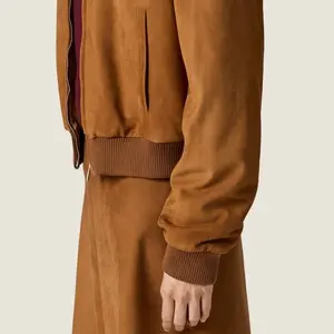 Miu Miu Waxed Suede Jacket With Knit Collar