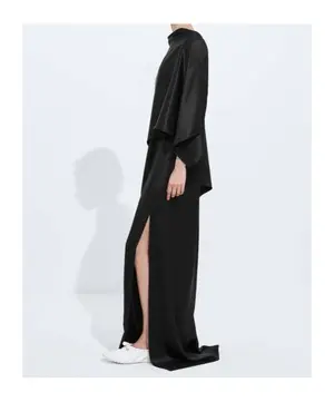 Bottega Veneta Fluid Silk Satin Maxi Dress With Integrated Shawl