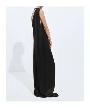 Bottega Veneta Fluid Silk Satin Maxi Dress With Integrated Shawl
