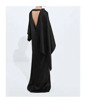 Bottega Veneta Fluid Silk Satin Maxi Dress With Integrated Shawl