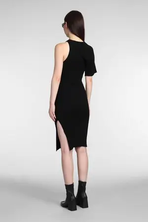 COURREGES Asymmetric Ribbed-knit Midi Dress