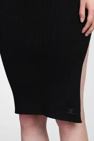 COURREGES Asymmetric Ribbed-knit Midi Dress
