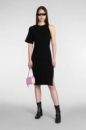 COURREGES Asymmetric Ribbed-knit Midi Dress