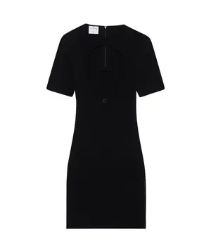 COURREGES Hollowed-out Knitted Mini Dress - Black