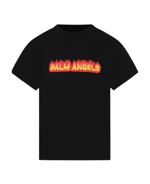 Palm Angels Flames Logo-print Cotton T-shirt