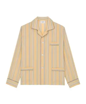 Saint Laurent Striped Cotton And Silk Pajama Top - Nude