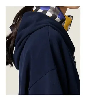 Miu Miu Piqué Cotton Hoodie - Blue
