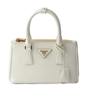 Prada Prada Galleria Patent Saffiano Leather Mini Bag White