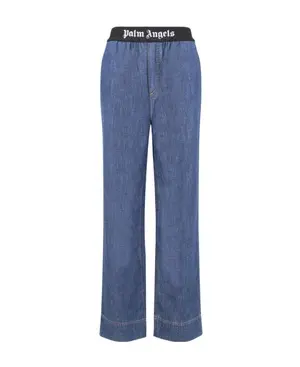 Palm Angels Mid-waisted Wide-leg Jeans