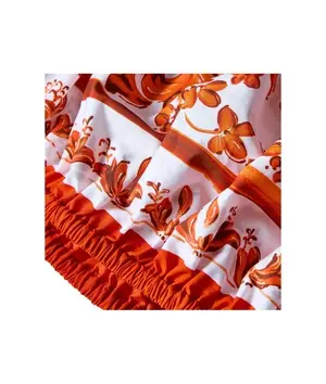 Dolce & Gabbana Short Sleeve Off-shoulder Printed Cropped Top