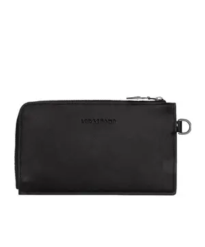 Longchamp Le Pliage Zippered Leather Wallet - Black