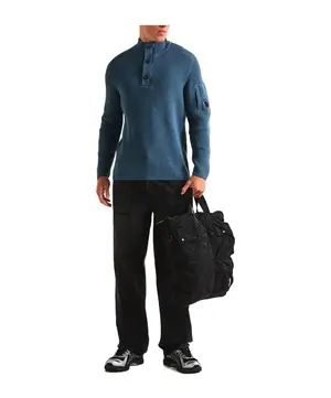 C.P. COMPANY Ribbed Crew Neck Knit With Button Detail