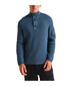 C.P. COMPANY Ribbed Crew Neck Knit With Button Detail