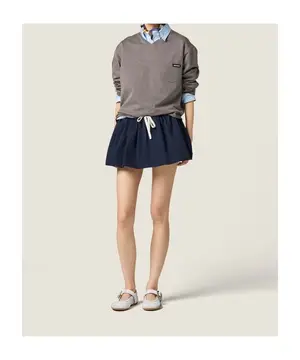 Miu Miu Flared Poplin Mini Skirt - Black