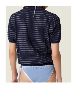 Miu Miu Crochet Trimmed Cotton Panty - Blue