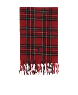 Polo Ralph Lauren Tartan Fringed Scarf - Red