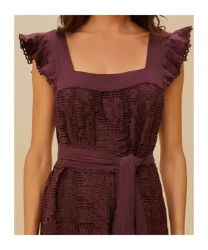 Farm Rio Pineapple Lace Midi Dress