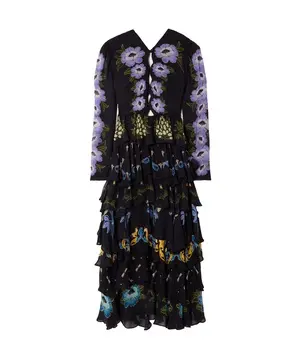 Farm Rio Floral-print Tiered Ruffled Dress