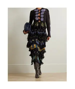 Farm Rio Floral-print Tiered Ruffled Dress