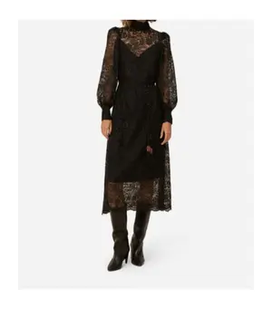 Farm Rio Lace High Neck Maxi Dress With Long Sleeves