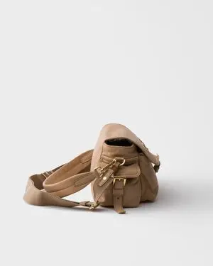 Prada Explore Medium Nappa Leather Shoulder Bag With Flap - Sand Beige