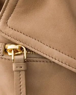 Prada Explore Medium Nappa Leather Shoulder Bag With Flap - Sand Beige